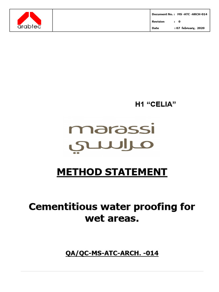 Ms Water Proofing Cemntitious Pdf Specification Technical Standard