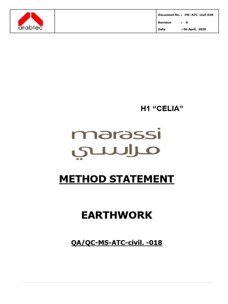 Method Statement Earthwork | PDF