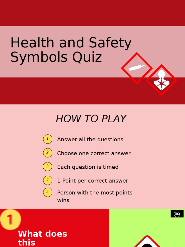 Health and Safety Symbols Quiz Presentation in Colorful Illustrative ...
