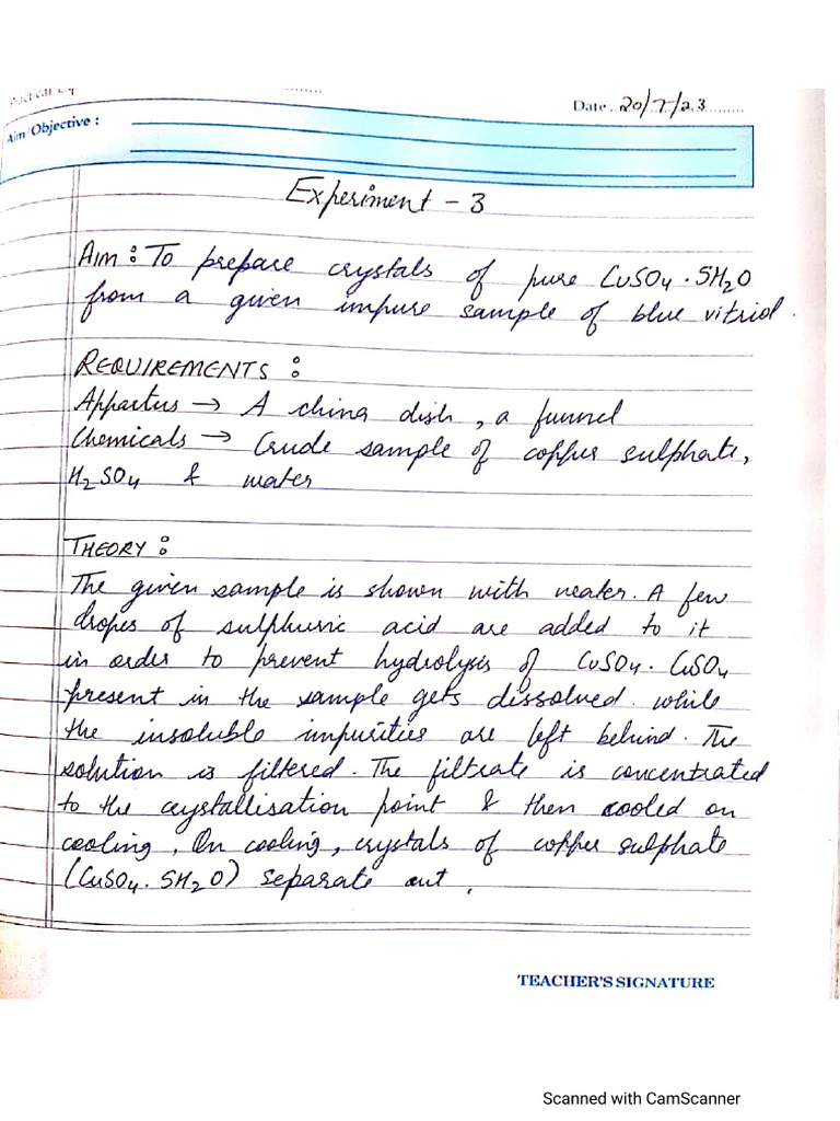 Crystallization of CuSO4.5H20 Expt.2 | PDF