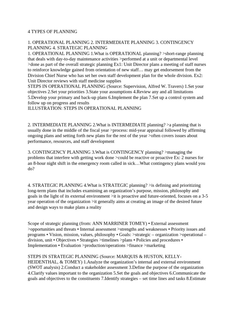 4 Types of Planning | PDF | Planning | Strategic Planning