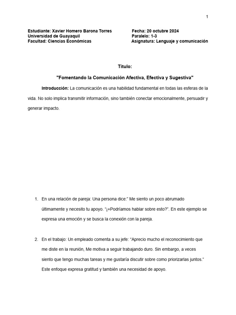 Tarea U1 S2 Lenguaje y Comunicacion | PDF | Comunicación | Las emociones
