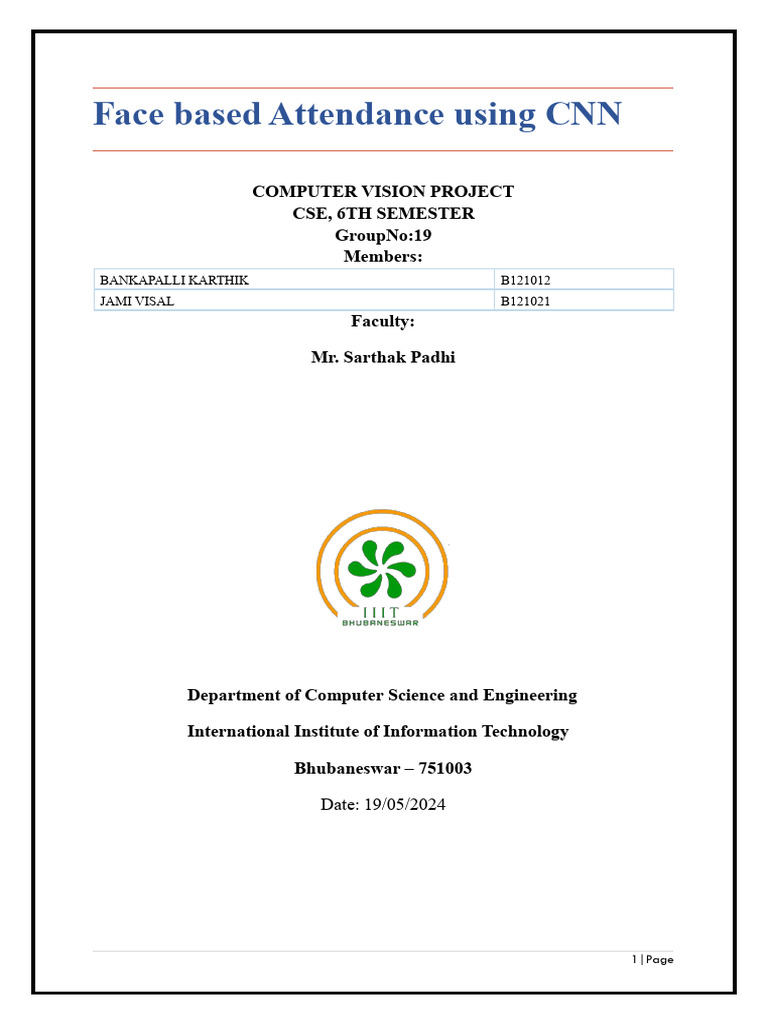 CV Project Report | PDF | Computer Vision | Artificial Neural Network