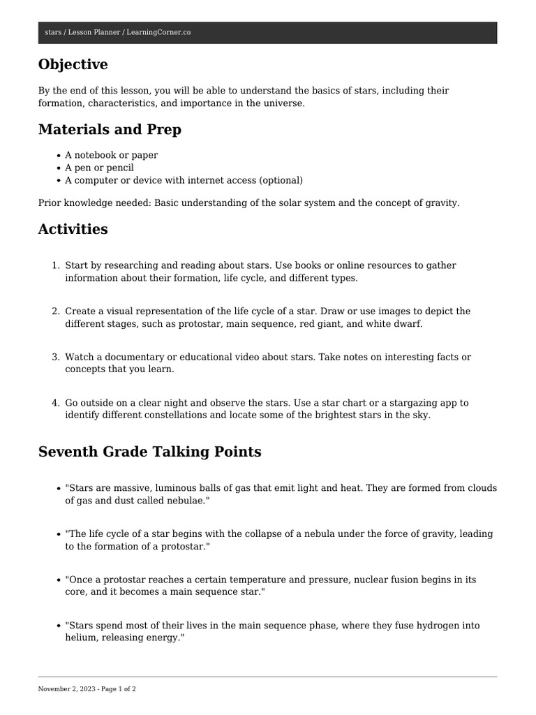 Learning Corner Lesson 6055 | PDF