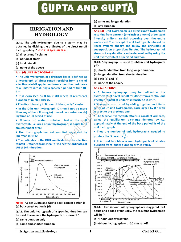 Irrigation Hydrology 41 To 60 Gupta Solution - 241110 - 122001 | PDF ...