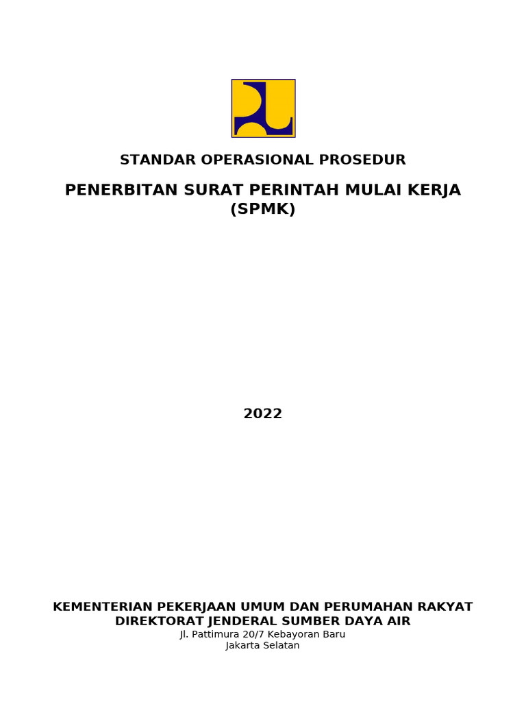 SOP Penerbitan Surat Perintah Mulai Kerja (SPMK) - 1 | PDF