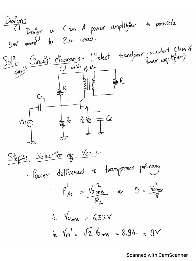 Class A Power Amplifier Design | PDF
