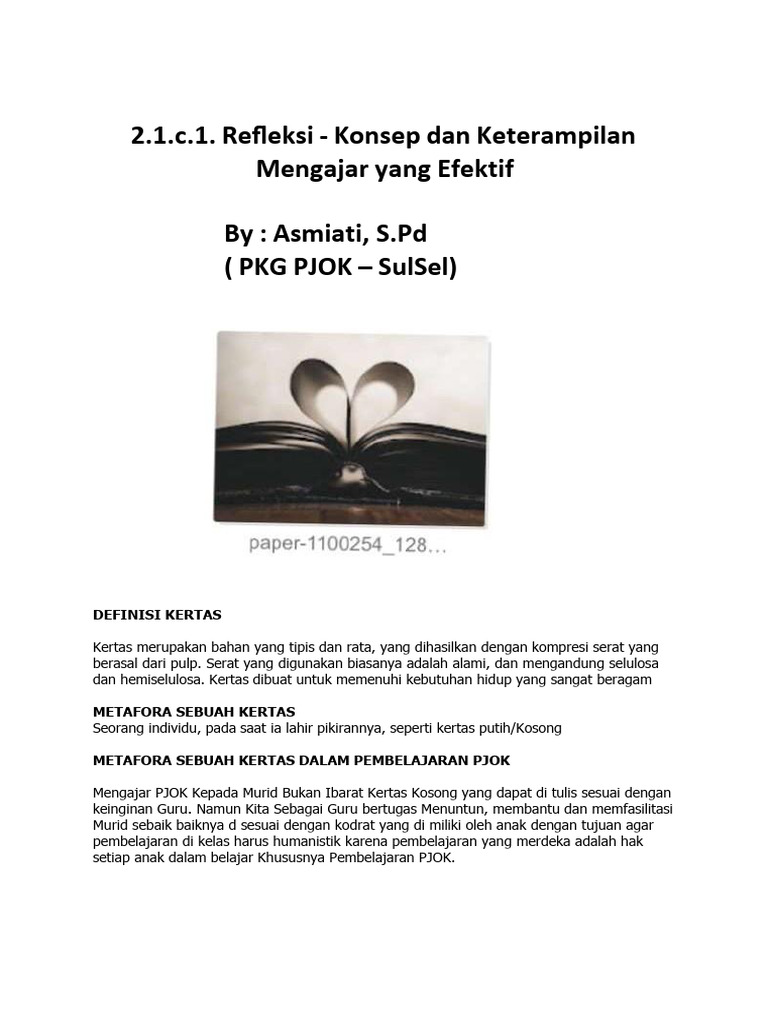 2.1.c.1.refleksi Konsep Dan Keterampilan Mengajar Yang Efektif 2 ...