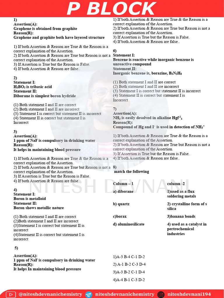 P BLOCK Magic DPP Nitesh Devnani | PDF | Sets Of Chemical Elements ...