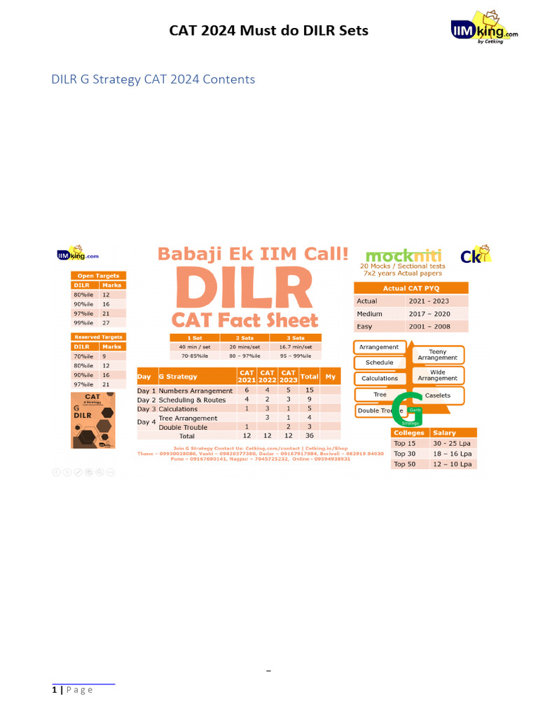CAT DILR 60 Sets Must Do PYQ Sets G Strategy | PDF