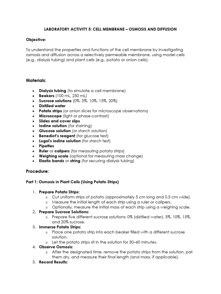 Lab03 Cell Membrane Osmosis Diffusion | PDF | Osmosis | Glucose