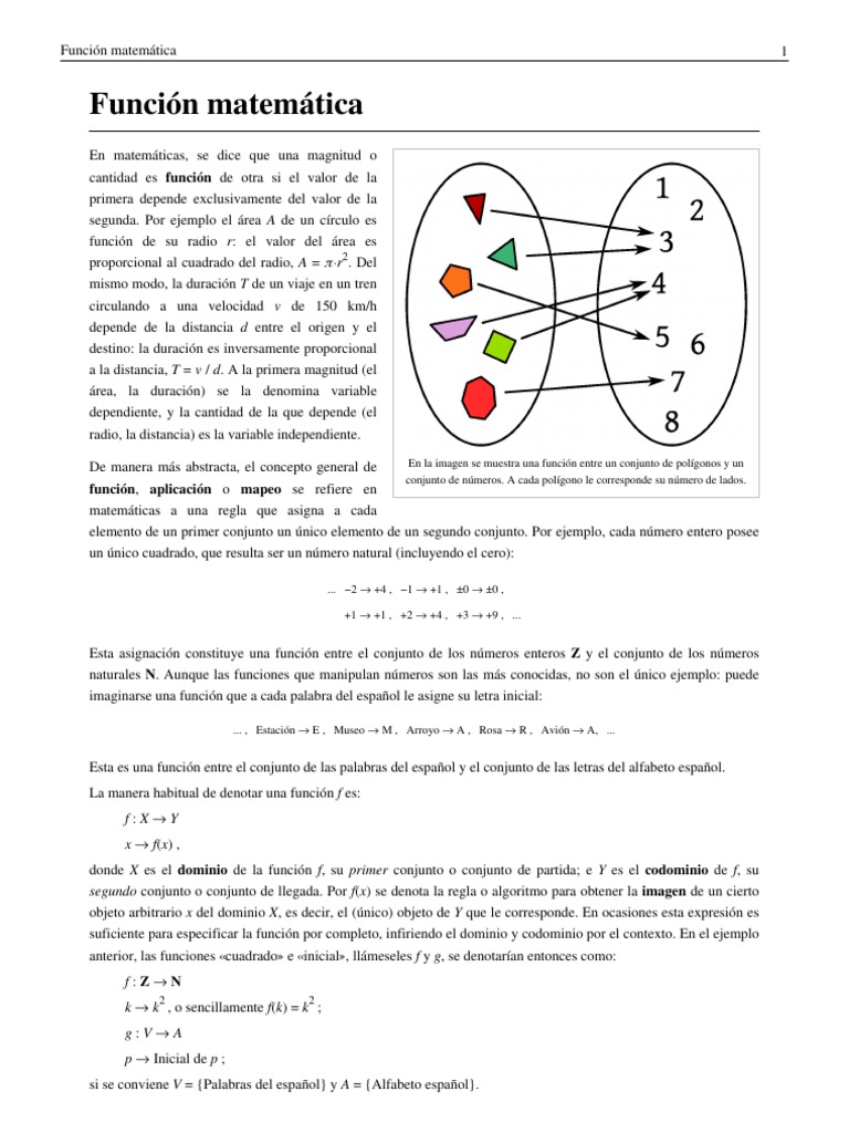 Definición y ejemplos de funciones matemáticas | PDF | Función ...