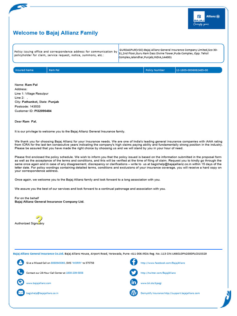 Policy_schedule_doc | PDF | Insurance