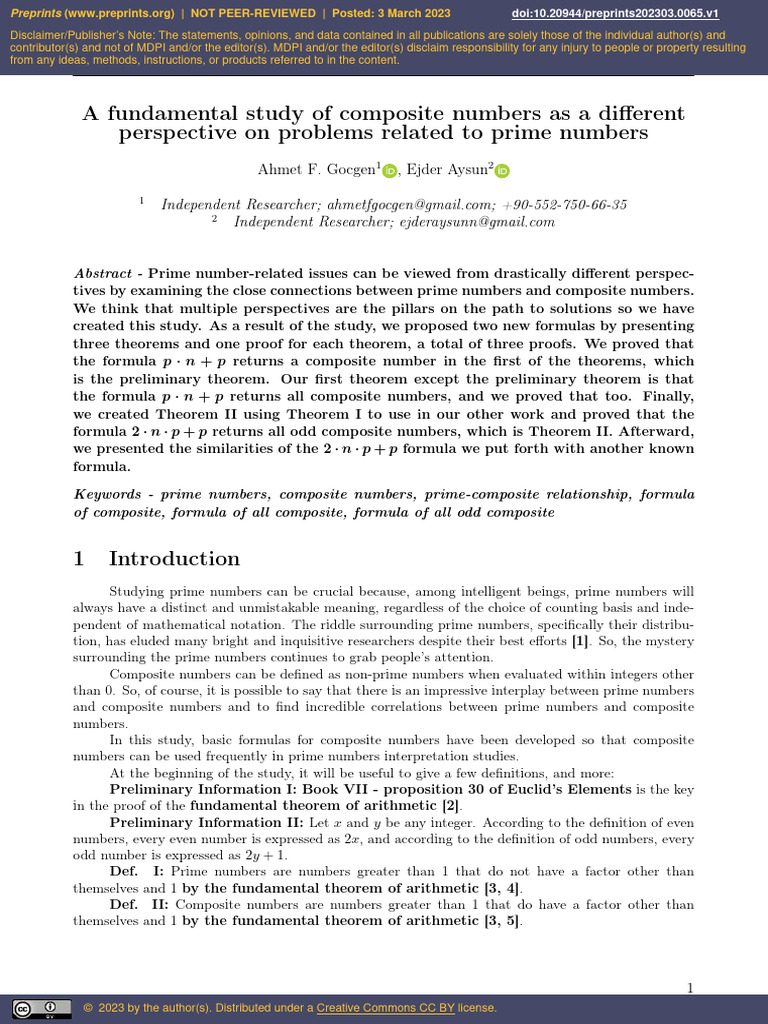 A Fundamental Study of Composite Numbers | PDF | Prime Number | Natural ...
