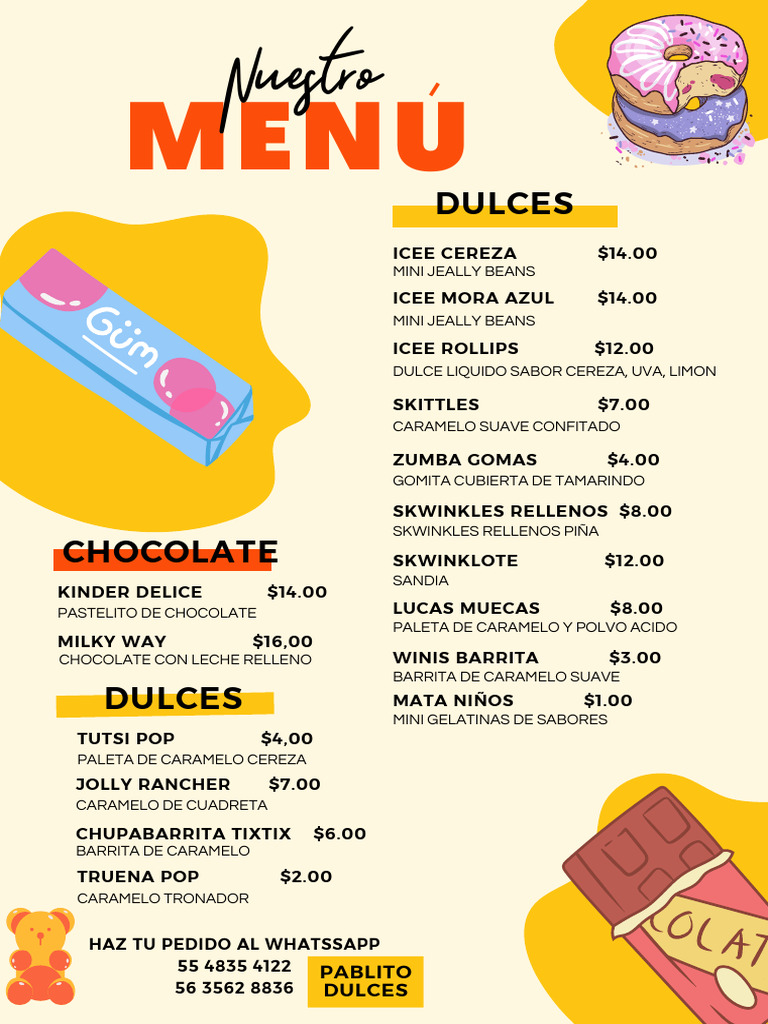 Menu Dulces | PDF