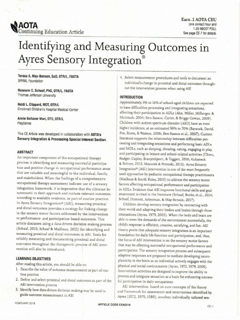 Outcomes Aota Ce Article | PDF