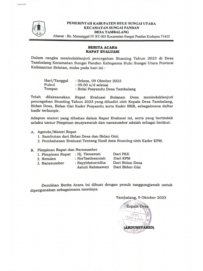 Ba Rapat Evaluasi | PDF