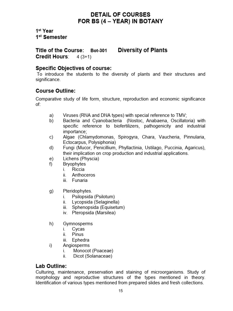 Botany Course Outlines 2022 FinalRevisedcompressed | PDF | Gene ...