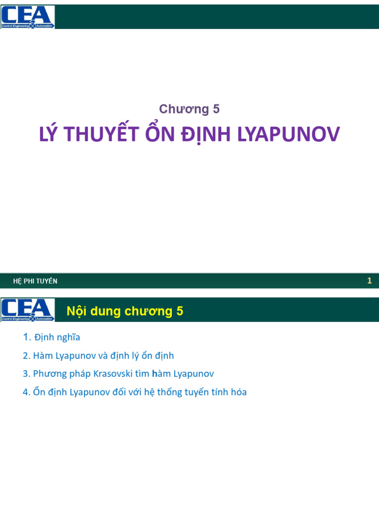 Chuong 5 Ly Thuyet Lyapunov | PDF