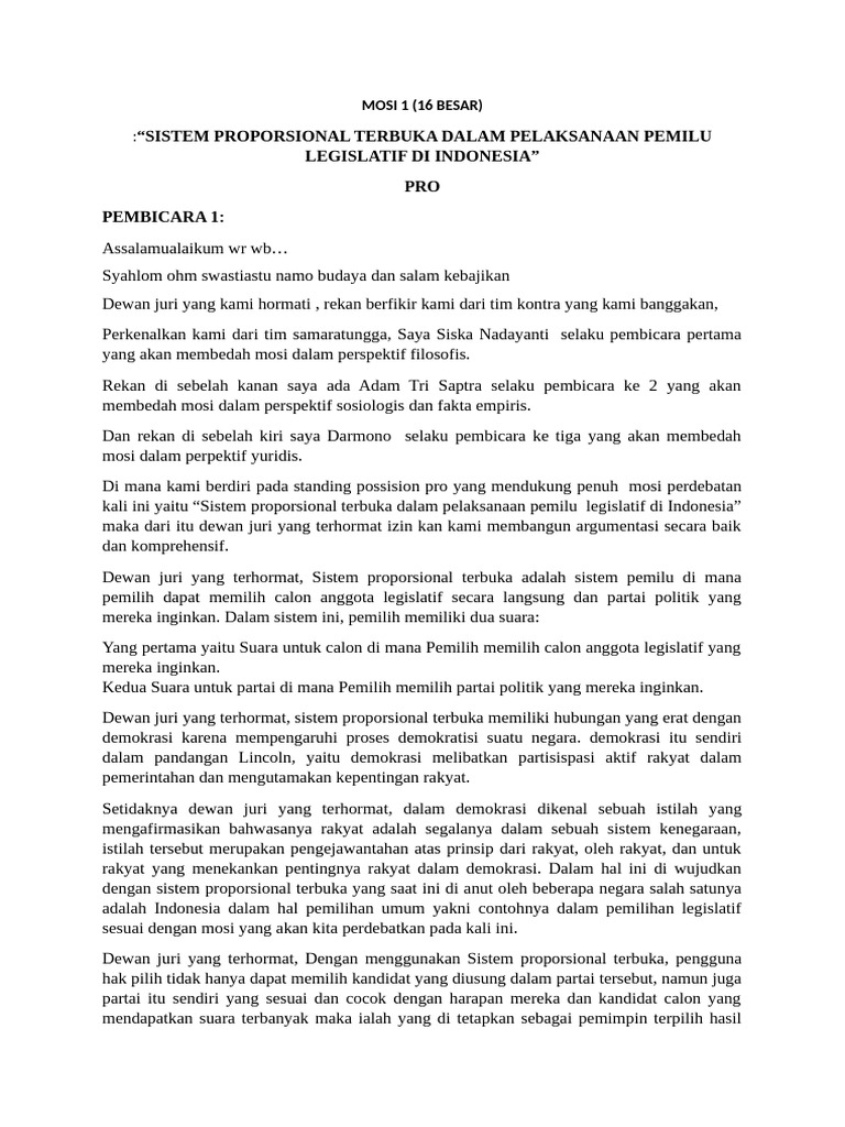 Sistem Proporsional Terbuka di Pemilu Indonesia | PDF