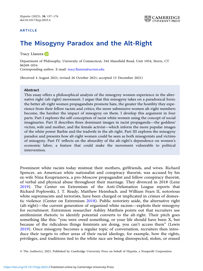 The Misogyny Paradox and Alt-Right | PDF | Misogyny | Alt Right