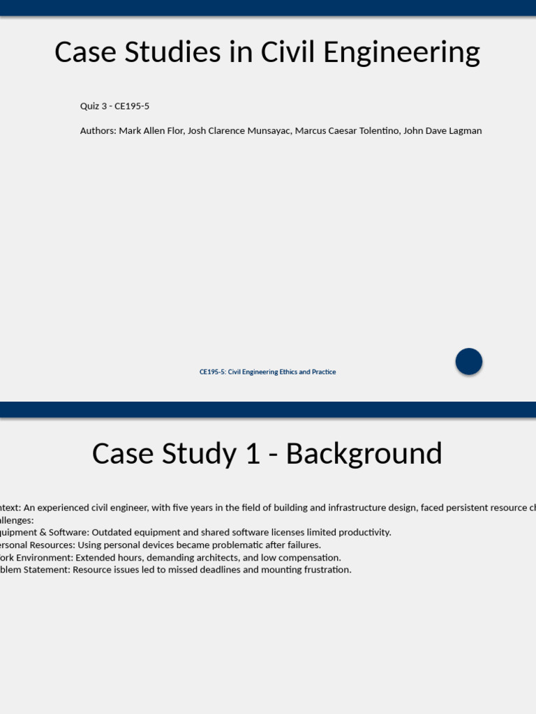 Civil Engineering Case Studies Presentation Designed | PDF | Engineering | Employment
