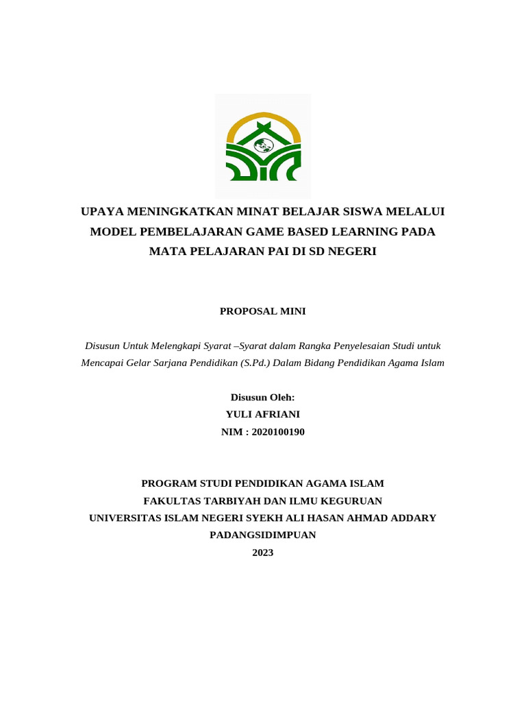 Upaya Guru Dalam Meningkatkan Minat Belajar Siswa Melalui Model Pembelajaran Game Based Learning ...