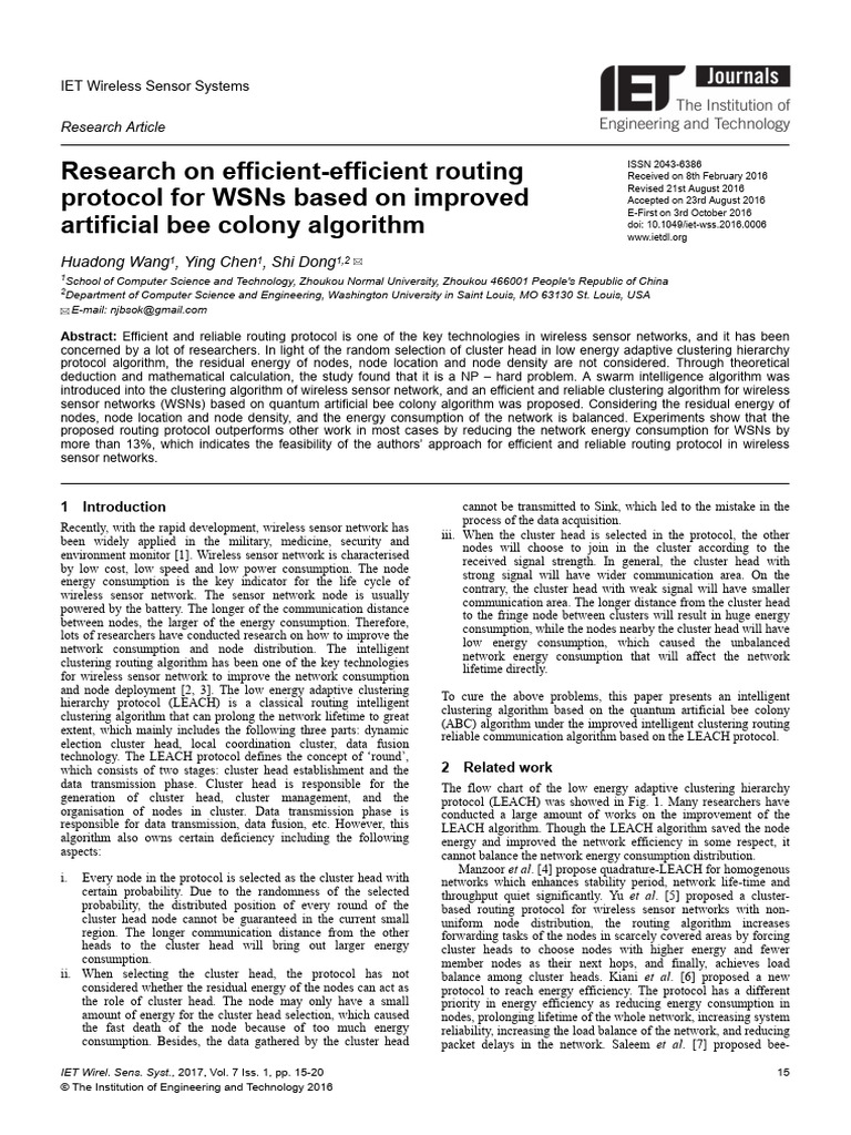 Research on efficient-efficient routingprotocol for WSNs based on ... Research on efficient-efficient routingprotocol for WSNs based on ...