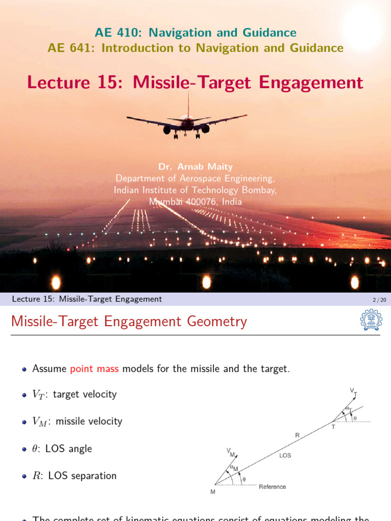 Lecture 15-Missile-Target Engagement-2024-AE 410 & AE 641-AM | PDF ...