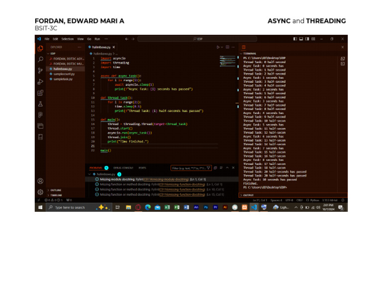 FORDAN, BSIT3C ASYNC AND THREADING | PDF FORDAN, BSIT3C ASYNC AND THREADING | PDF