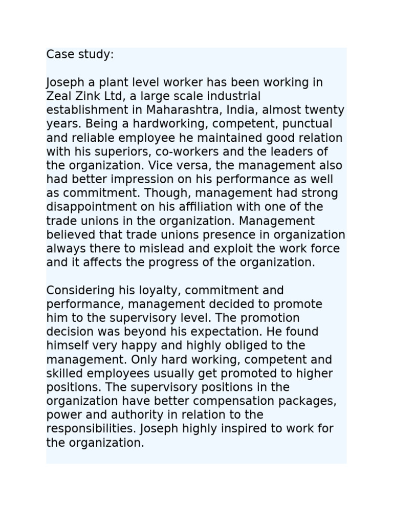 Case study 1 | PDF | Incentive | Trade Union