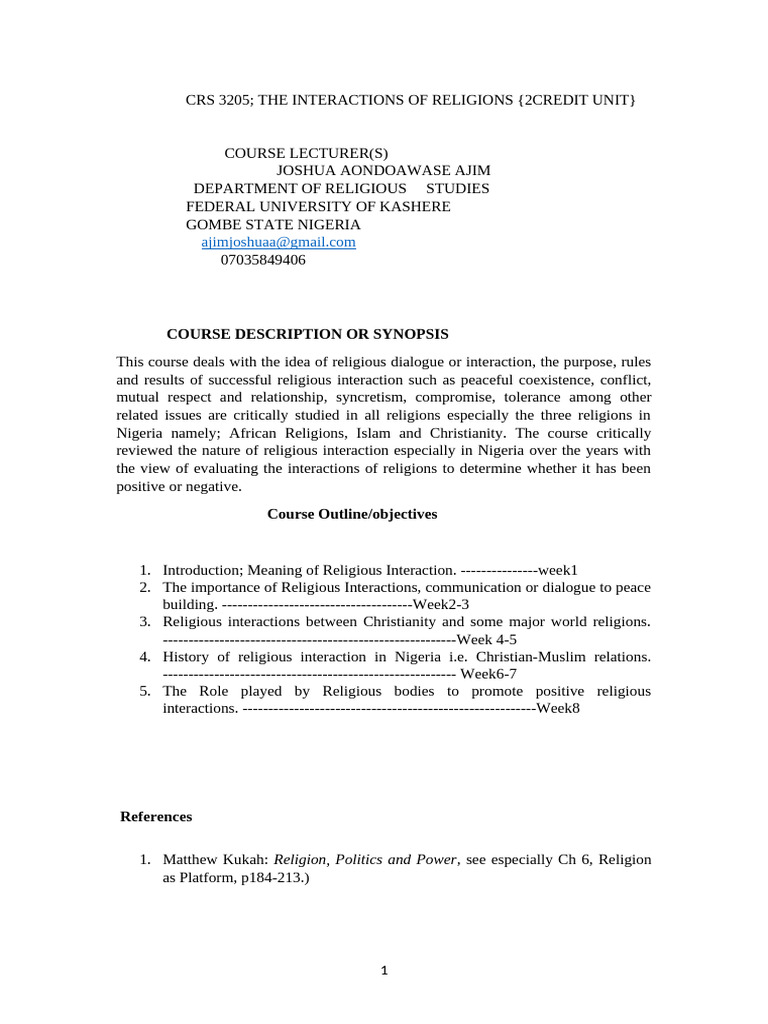 CRS 3205 Religious Interactions | PDF | Peacebuilding | Interfaith Dialogue
