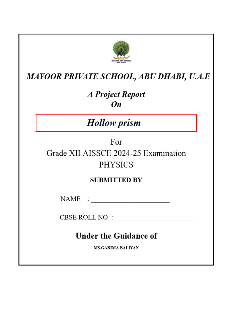 Hollow Prsim | PDF | Refractive Index | Physical Chemistry