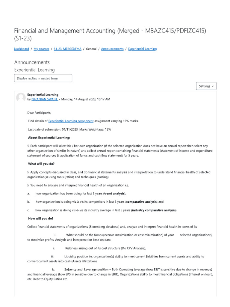 FMA - Exp Learning | PDF