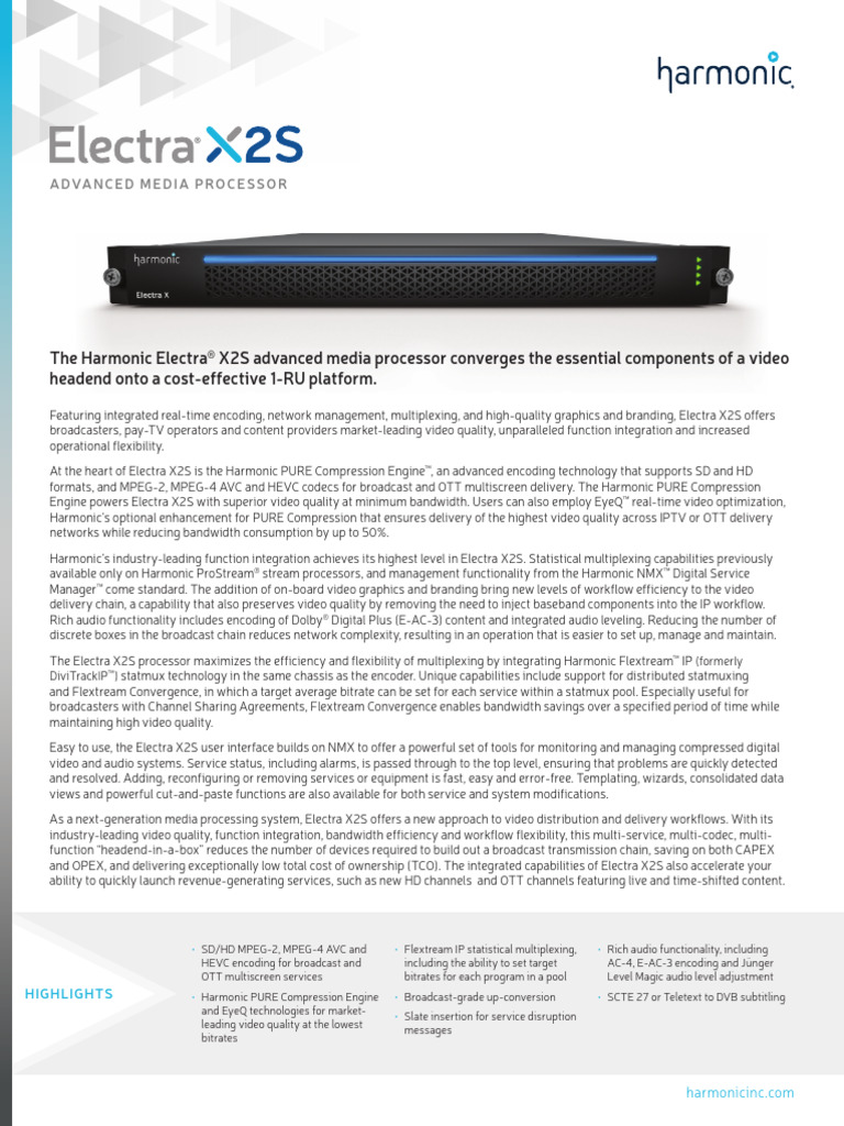 Electra x2s | PDF | Data Compression | Digital Television