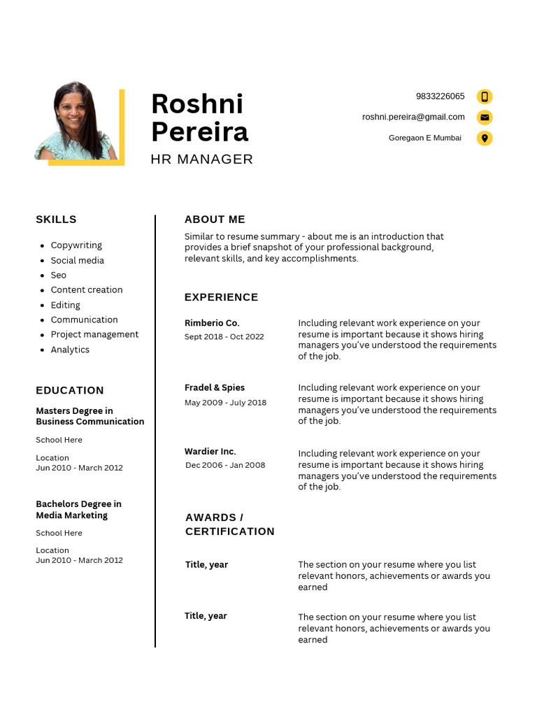 HR Manager Resume Guide | PDF | Career & Growth