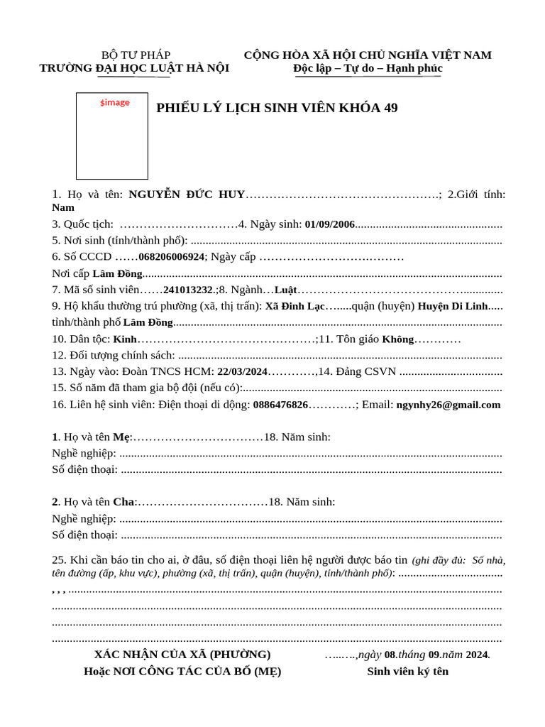 So Yeu Ly Lich Sinh Vien 08 09 2024 032643 | PDF