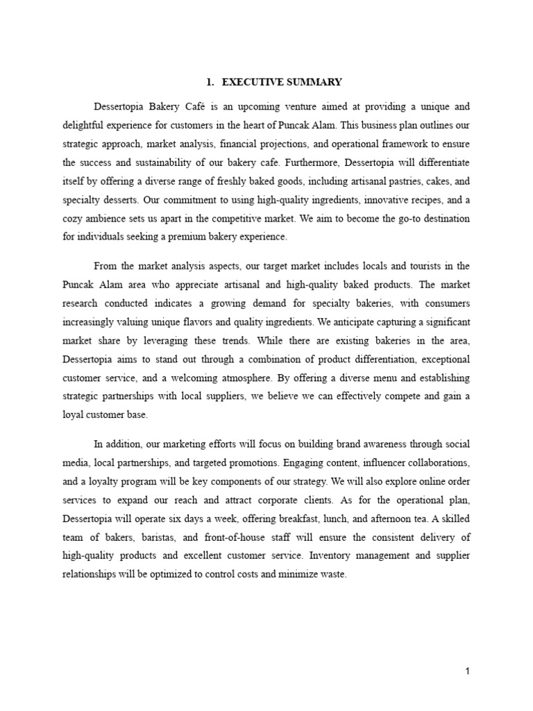 ENT Business Plan | PDF | Bakery | Cakes