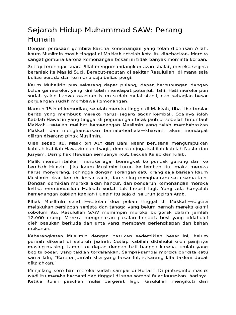 Sejarah Perang Hunain dalam Islam | PDF