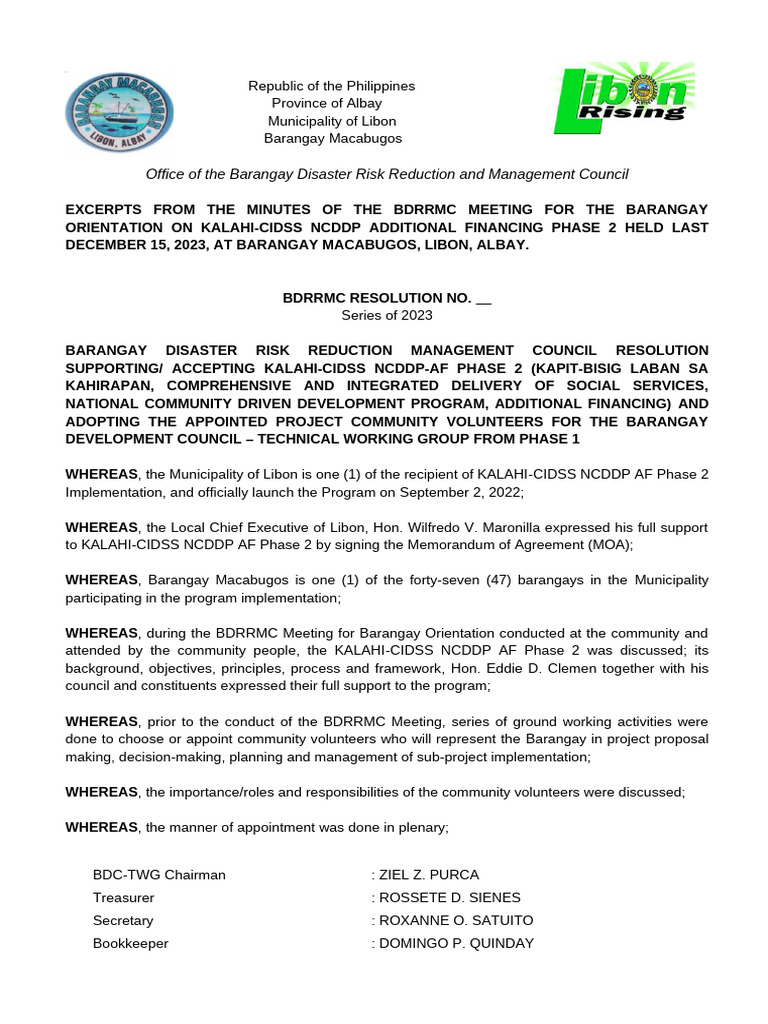 MACABUGOS Reso Accepting 2023 | PDF | Economies | Government