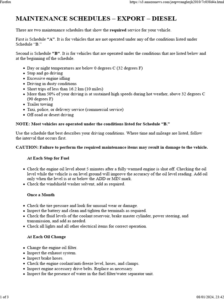 Wrangler Maintenance Schedule | PDF | Fuel Economy In Automobiles ...