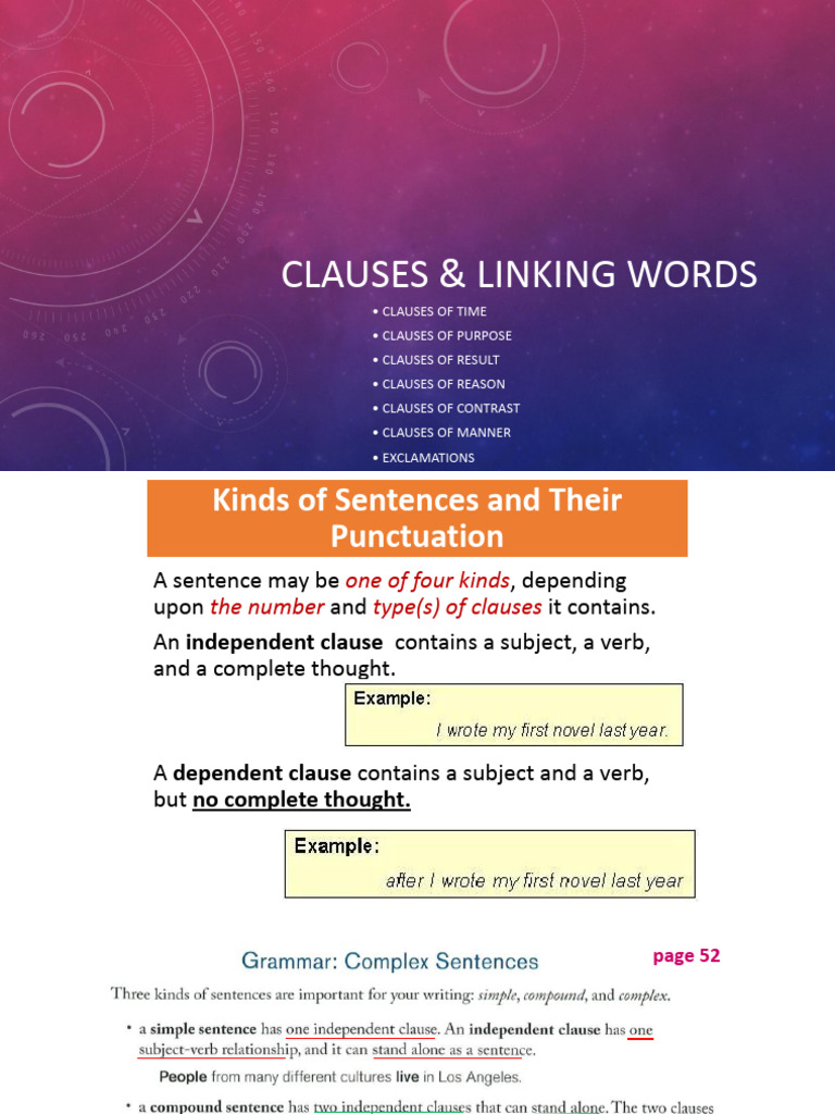 Clauses & Linking Words | PDF | Verb | Linguistic Morphology