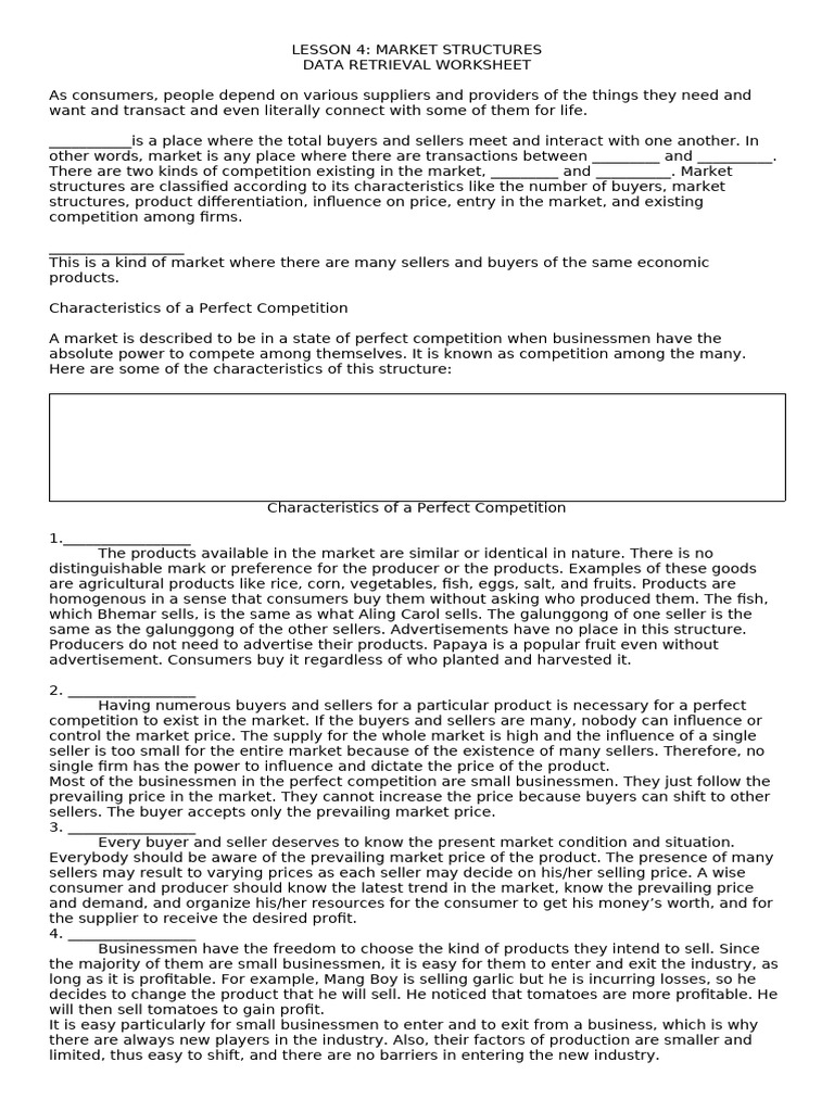 Lesson 4 Market Structure | PDF | Monopoly | Oligopoly