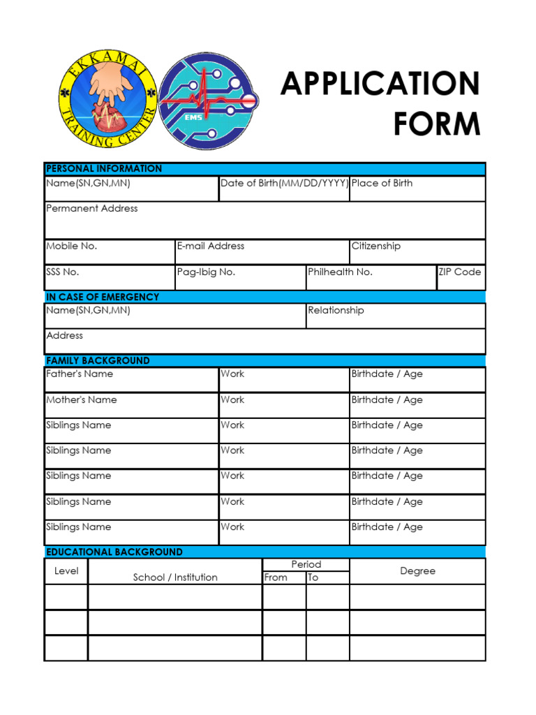 Comprehensive Application Form Template | PDF