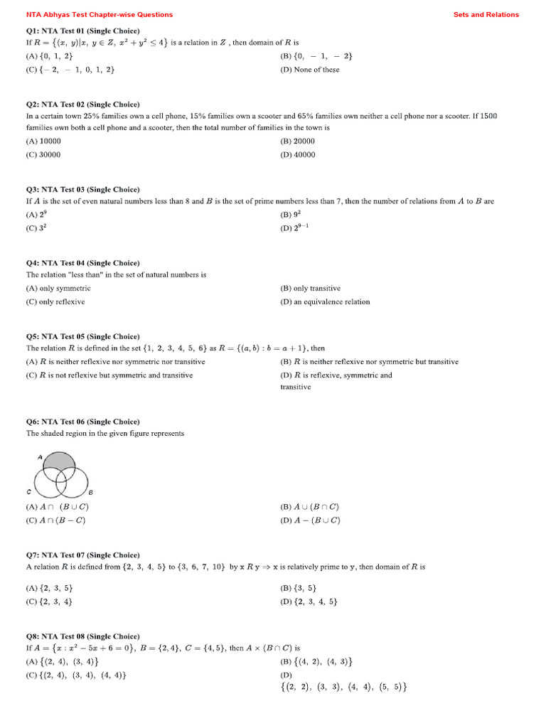 01 Sets and Relations | PDF