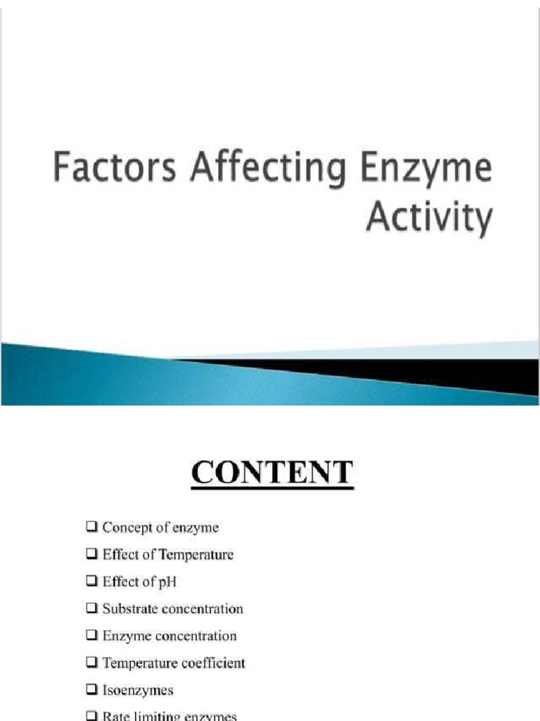 Factors Affecting Enzymes | PDF