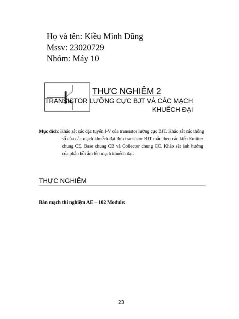 Thực tập transitor done | PDF