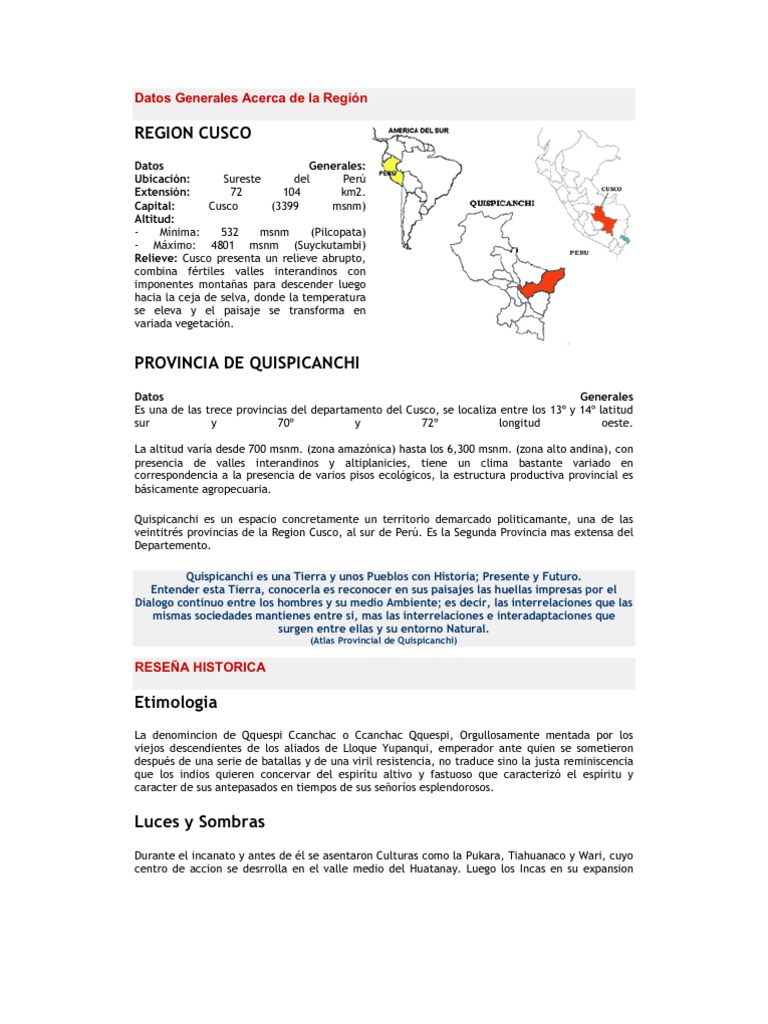 Quispicanchis | PDF | Imperio Inca | Perú