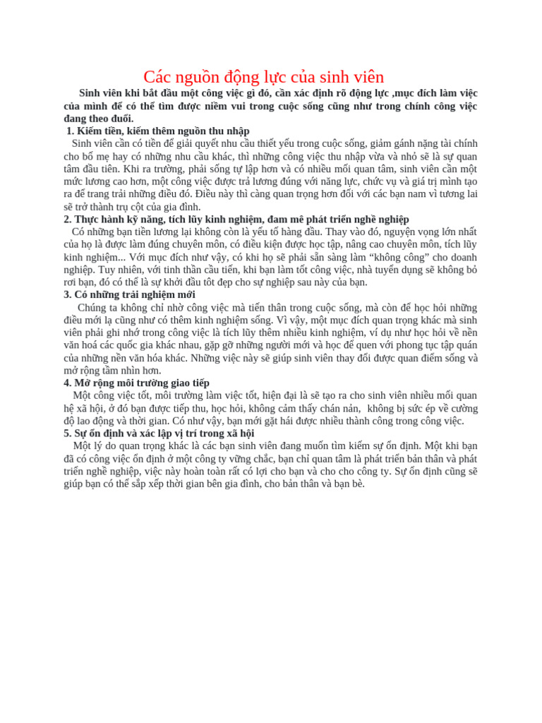 Các Ngu N Đ NG L C C A Sinh Viên | PDF