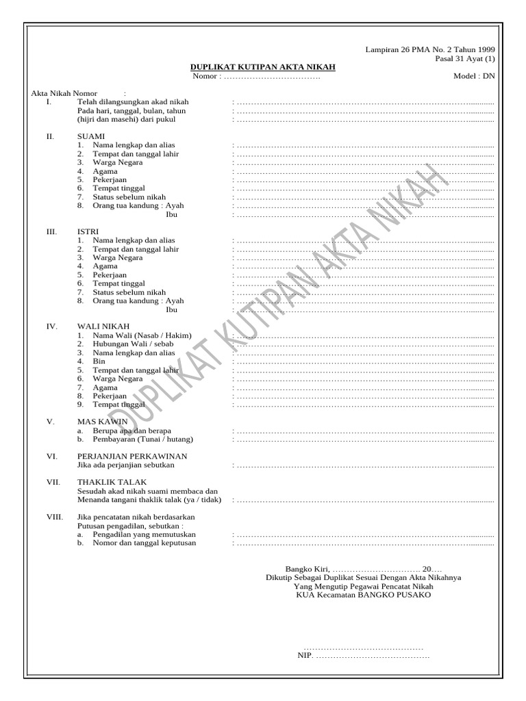 Duplikat Kutipan Akta Nikah | PDF